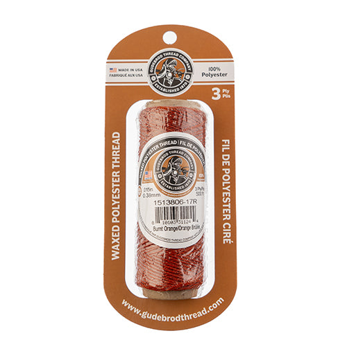 Waxed Polyester Thread Spool 3ply - 500ft - 0.38mm - Burnt Orange ...