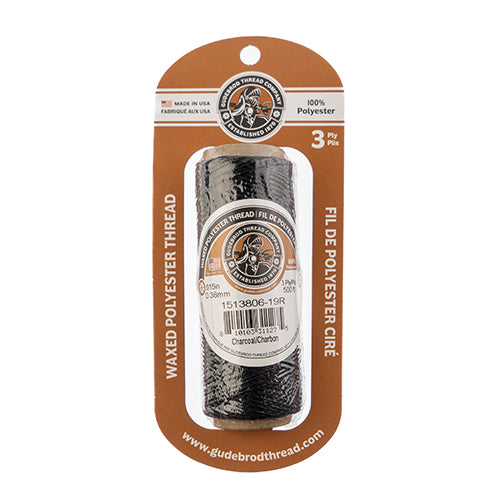 Waxed Polyester Thread Spool 3ply - 500ft - 0.38mm - Charcoal ...